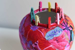 How To Make A Beautiful Decoupage Vase With Fabric - Pillar Box Blue