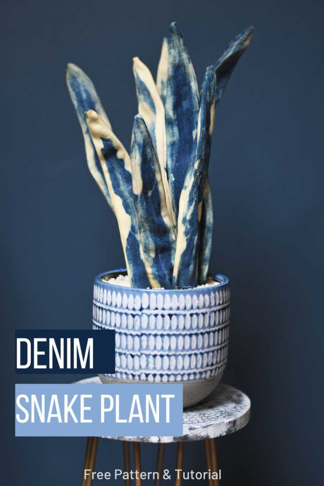 A Fabulous DIY Fake Snake Plant Made From Old Jeans - Pillar Box Blue