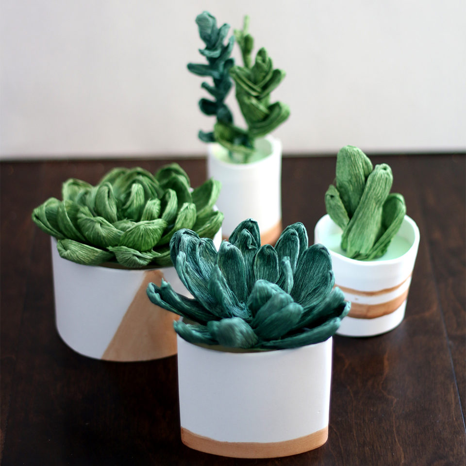 Unique Ways To DIY And Craft Fake Succulents - Pillar Box Blue