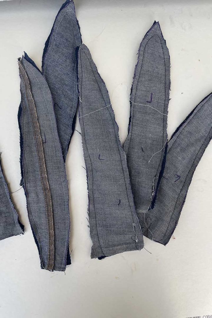 A Fabulous DIY Fake Snake Plant Made From Old Jeans - Pillar Box Blue