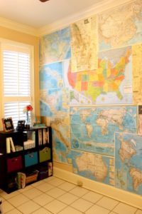 43 Amazing Map Decor Ideas for Travel Enthusiasts - Pillar Box Blue