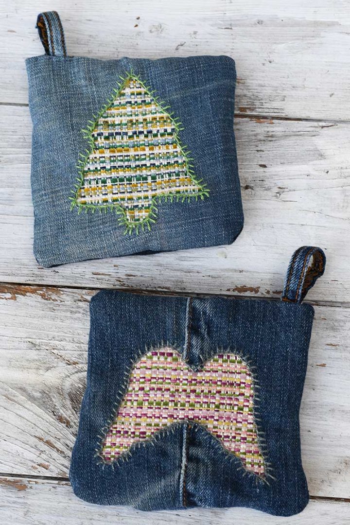 Easy Decorative DIY Denim Pot Holders From Your Old Jeans - Pillar Box Blue