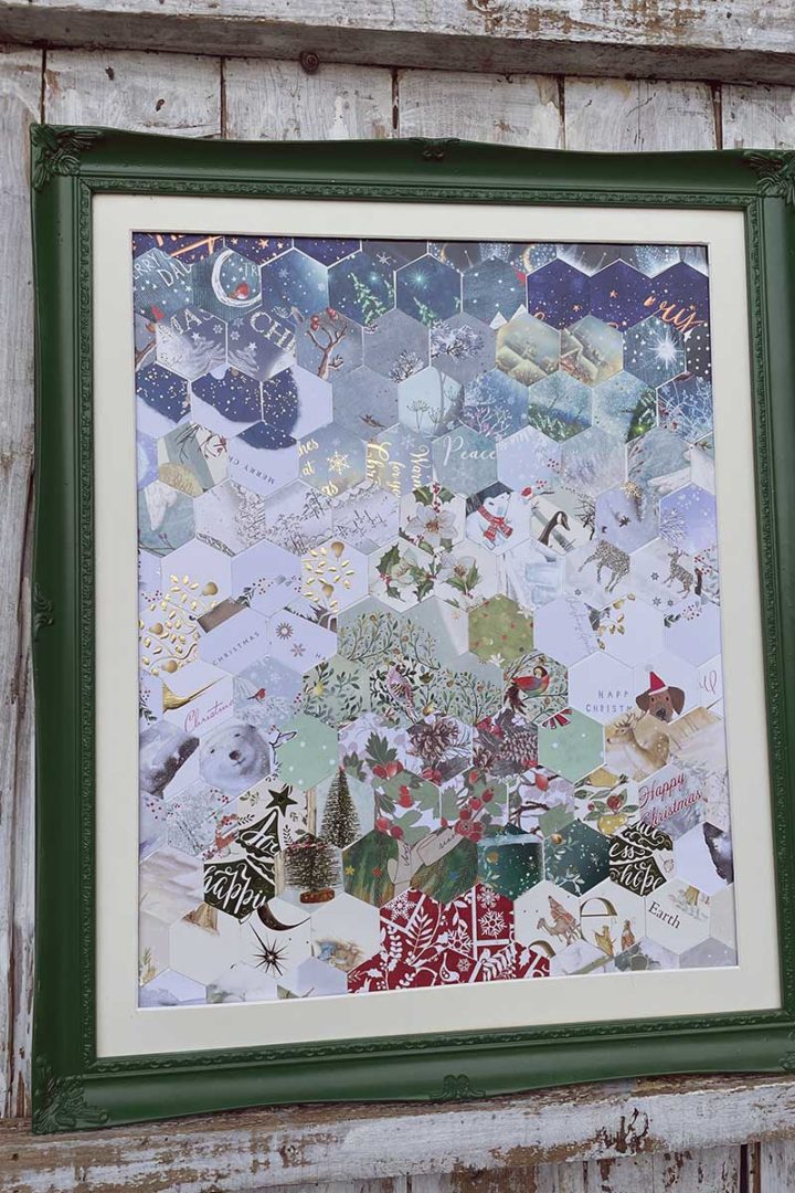 How to Make a Fun Art Project with Old Christmas Cards - Pillar Box Blue