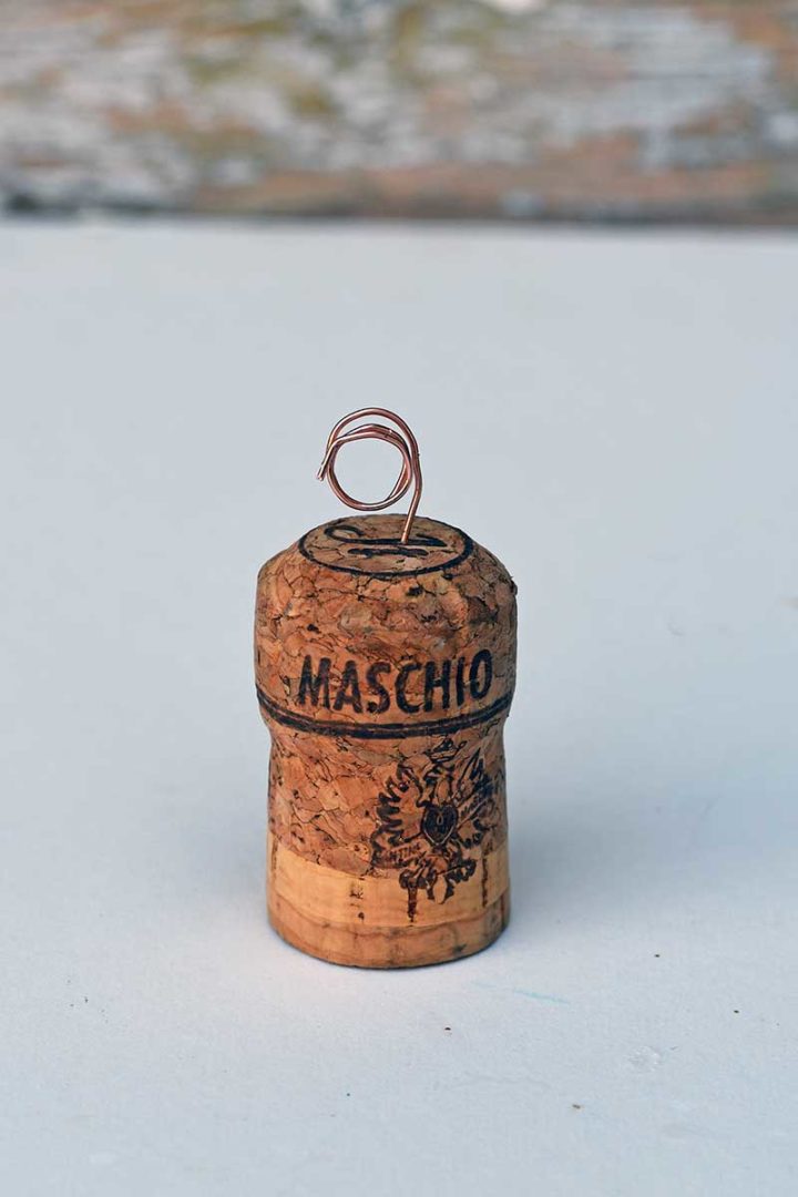 Easy DIY Place Card Holders Using Upcycled Wine Corks - Pillar Box Blue