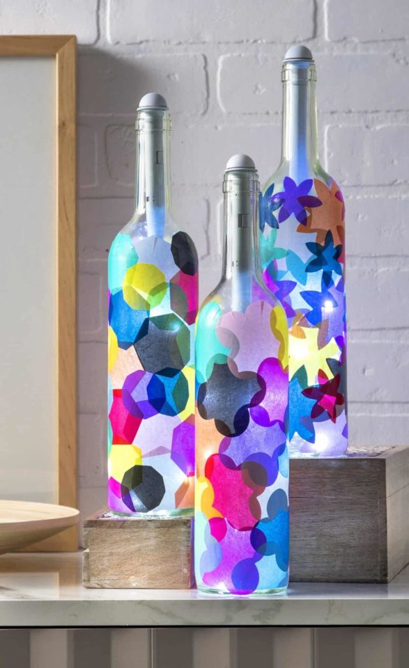 40 Wine Bottle Crafts: Creative Upcycling For Old Bottles - Pillar Box Blue