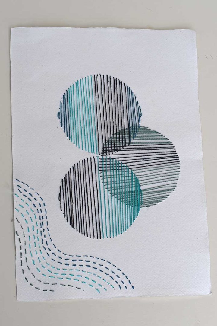 Paper Embroidery and Embroidered Paper Vase Tutorial - Pillar Box Blue