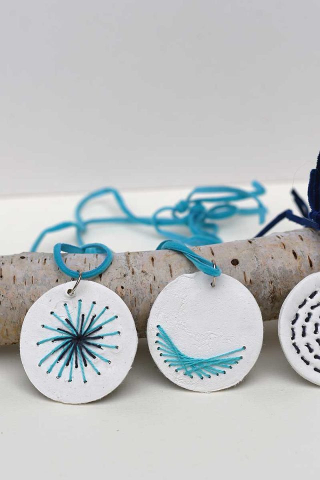 Unique & Chic: Create Your Own Embroidered Clay Pendants - Pillar Box Blue