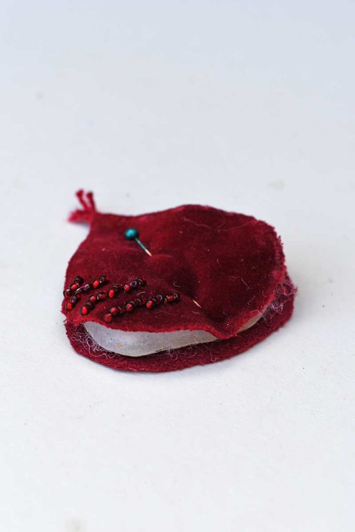 Make A Beautiful Beetroot Brooch with Scrap Fabric - Pillar Box Blue