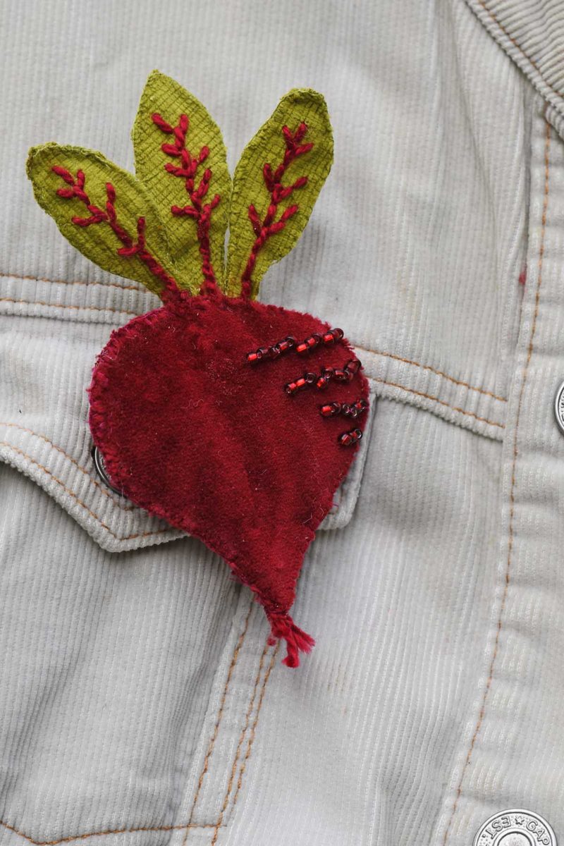 Make A Beautiful Beetroot Brooch with Scrap Fabric - Pillar Box Blue