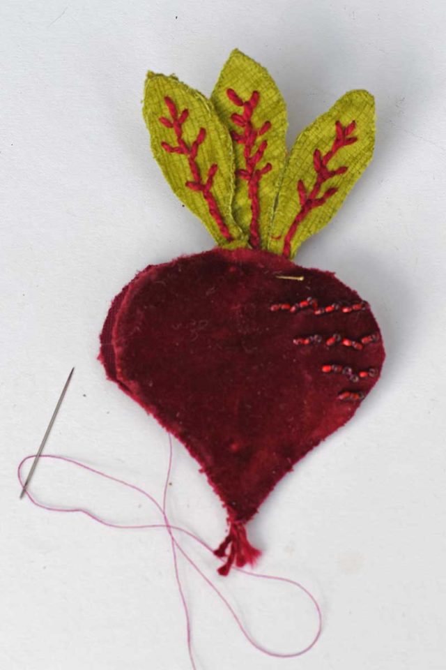 Make A Beautiful Beetroot Brooch with Scrap Fabric - Pillar Box Blue