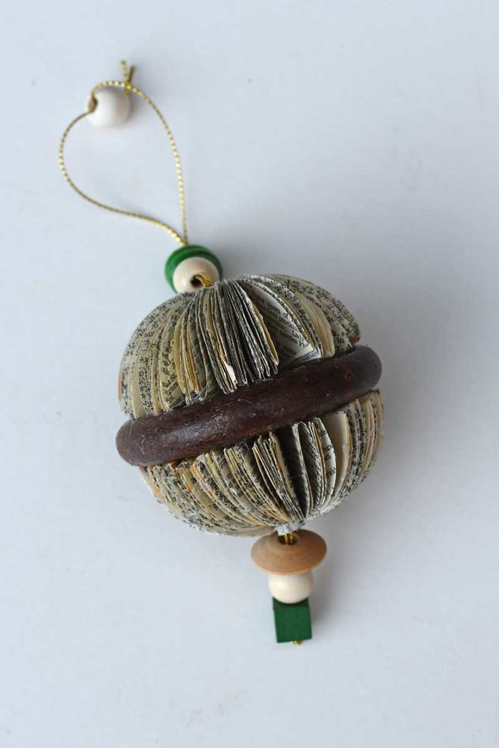 How to Make DIY Paper Christmas Baubles from Old Books - Pillar Box Blue