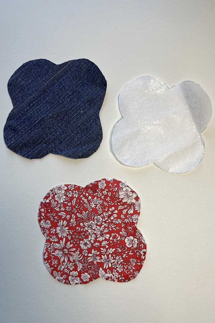 Easy Valentine Sewing Project: Scrap Fabric Heart Pockets - Pillar Box Blue