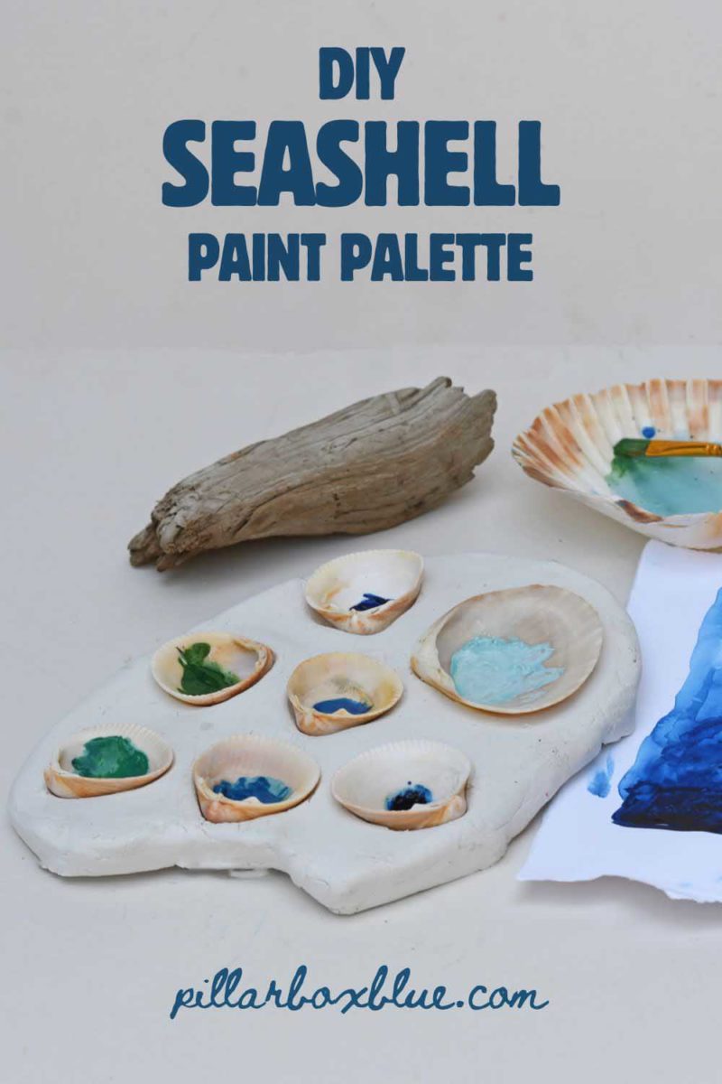 Seashell Craft Idea: Air Dry Clay Paint Palette - Pillar Box Blue