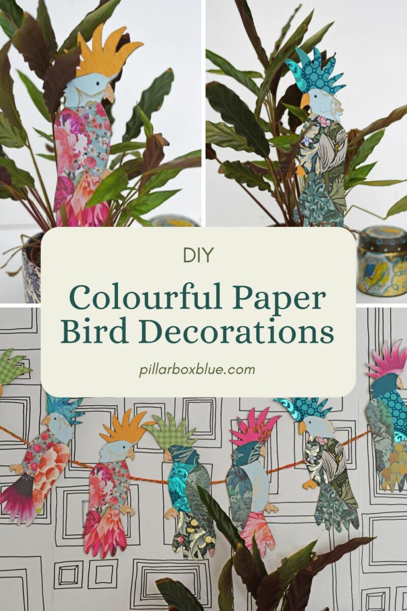 Easy DIY Tropical Bird Craft Using Wallpaper Samples - Pillar Box Blue