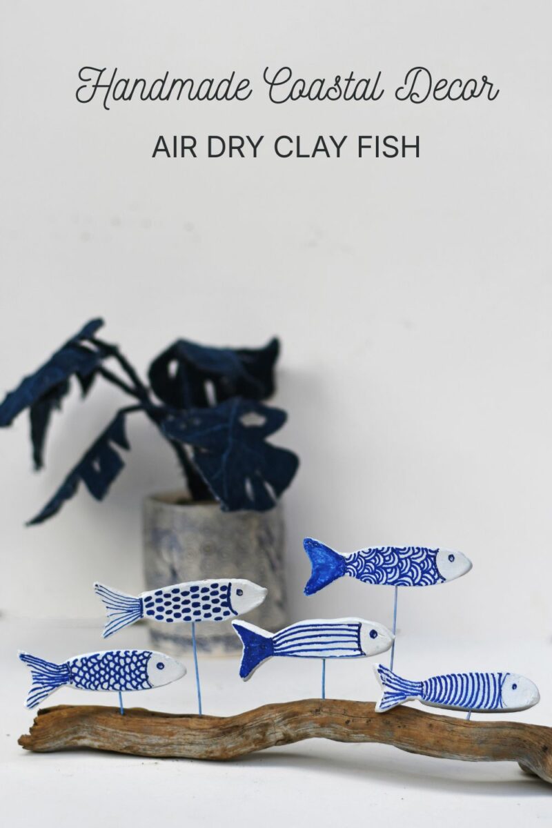 DIY Air Dry Clay Fish For Coastal Home Decor - Pillar Box Blue
